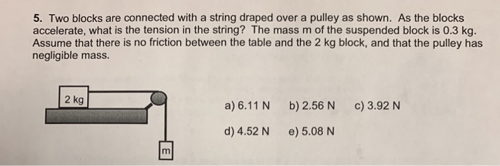 Solved 5. Two blocks are connected with a string draped over | Chegg.com