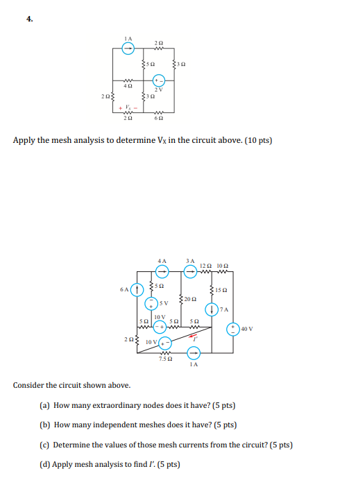 Solved Apply the mesh analysis to determine VX in the | Chegg.com