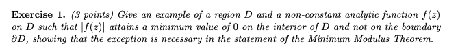 Solved Exercise 1. (3 points) Give an example of a region D | Chegg.com
