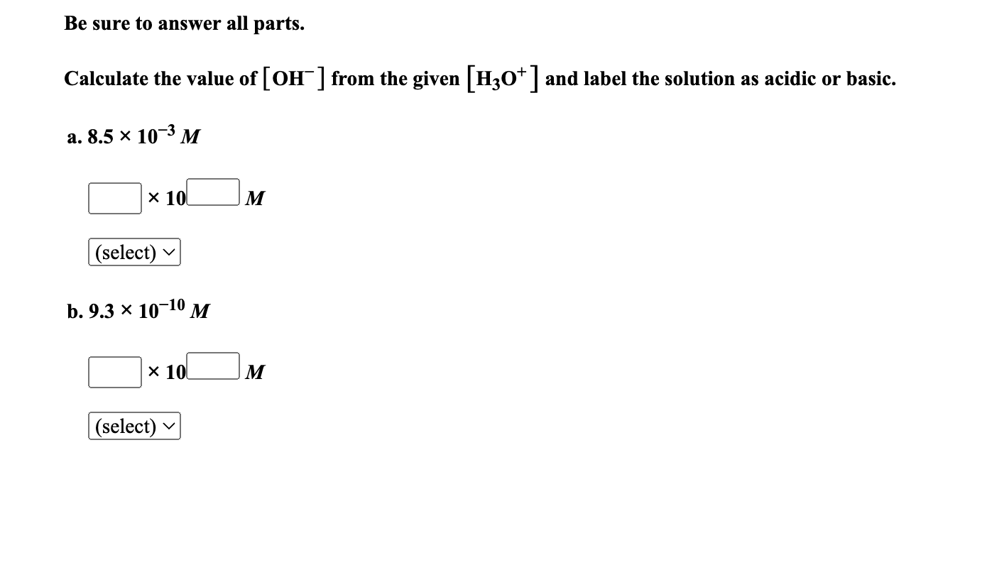 Solved Be sure to answer all parts. Calculate the value of | Chegg.com