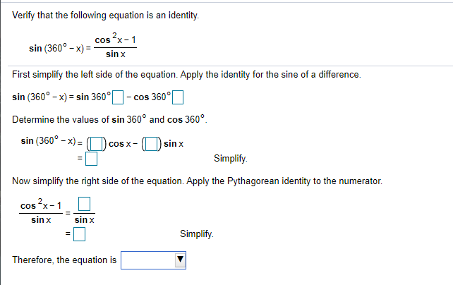 Solved Verify that the following equation is an identity. | Chegg.com