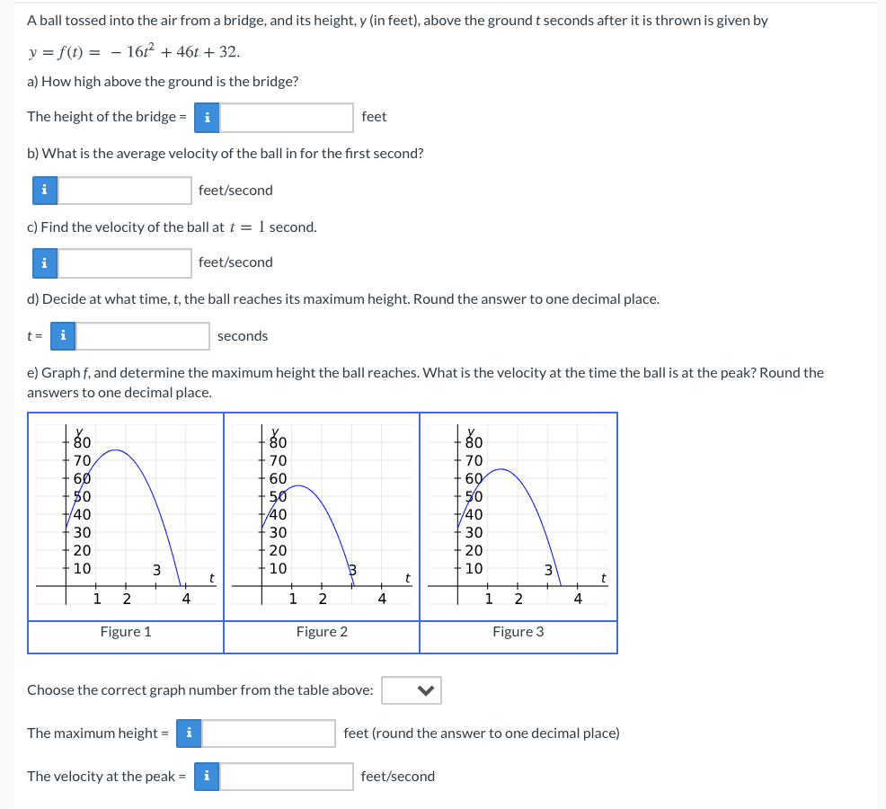 Solved A ball tossed into the air from a bridge, and its | Chegg.com