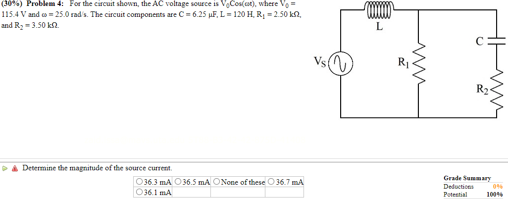 Solved (30%) Problem 4: For the circuit shown, the AC | Chegg.com