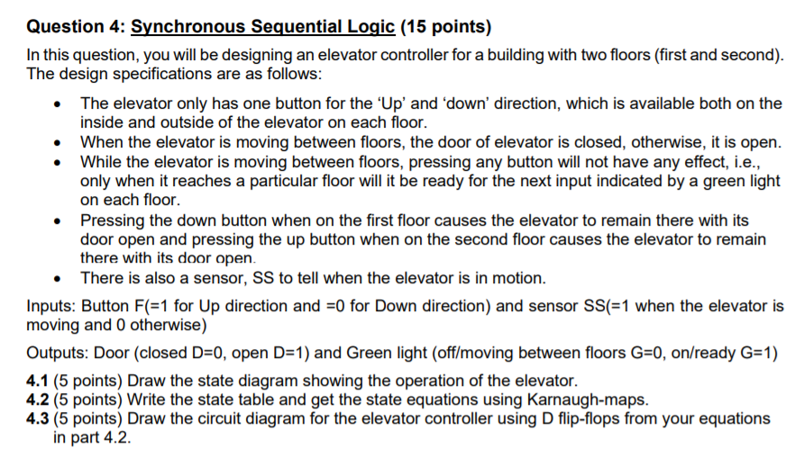 Solved Question 4: Synchronous Sequential Logic (15 points) | Chegg.com