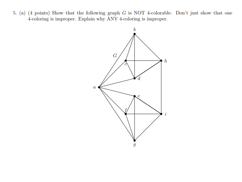 Solved 5. (a) (4 points) Show that the following graph G is | Chegg.com