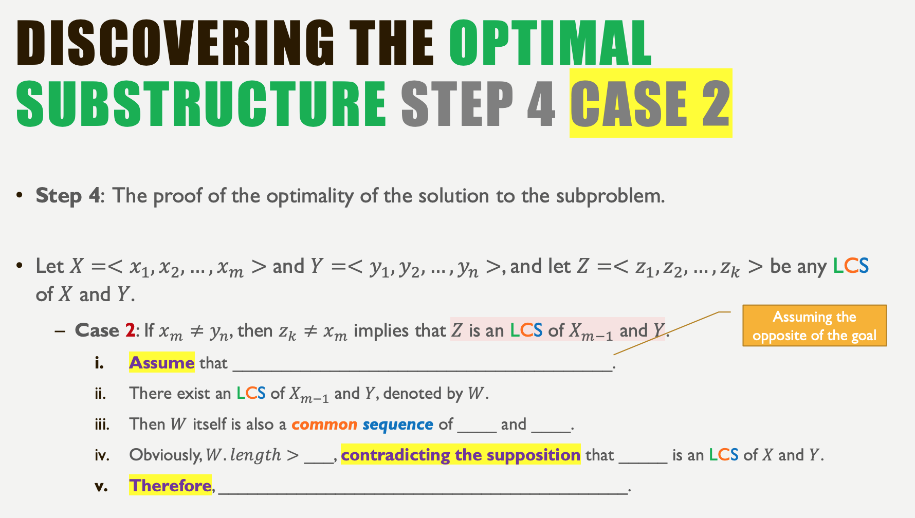 DISCOVERING THE OPTIMAL SUBSTRUCTURE STEP 4 CASE 1 - | Chegg.com