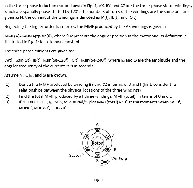 Solved In the three-phase induction motor shown in Fig. 1, | Chegg.com
