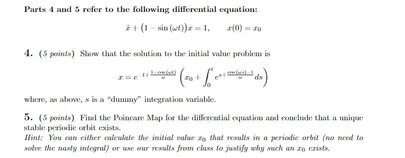 Solved Parts 4 and 5 refer to the following differential | Chegg.com