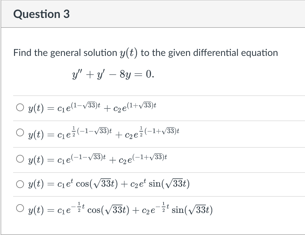 Solved Find the general solution y(t) to the given | Chegg.com
