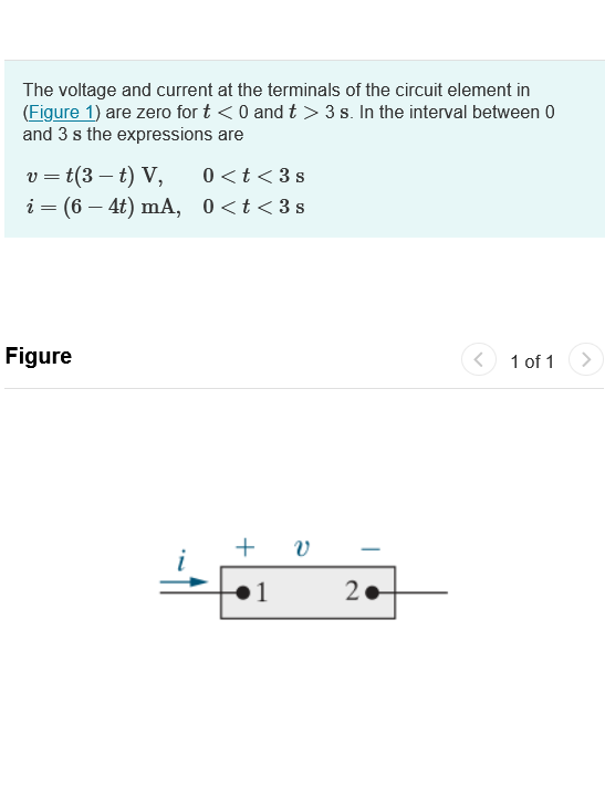 Solved At what instant of time is the power being delivered | Chegg.com