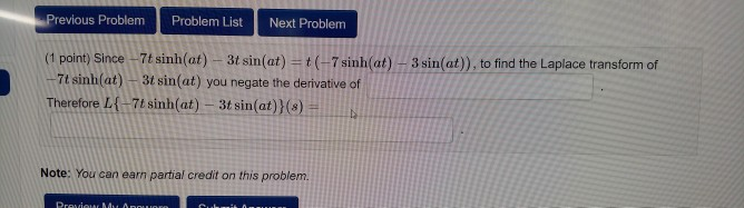 Solved revious Problem Problem List Next Problem (1 point | Chegg.com
