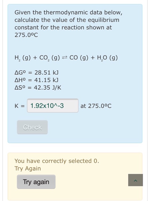 Solved Given the thermodynamic data below, calculate the | Chegg.com