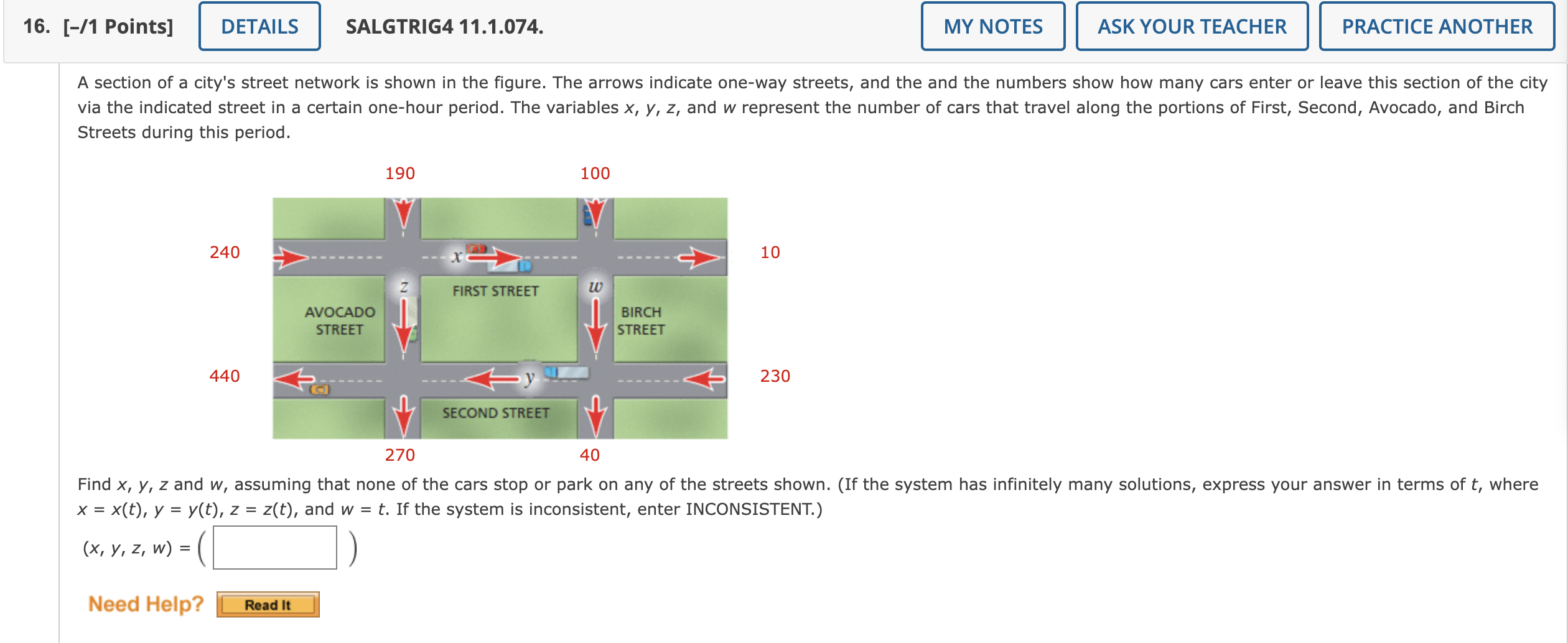 Solved A section of a city's street network is shown in the | Chegg.com