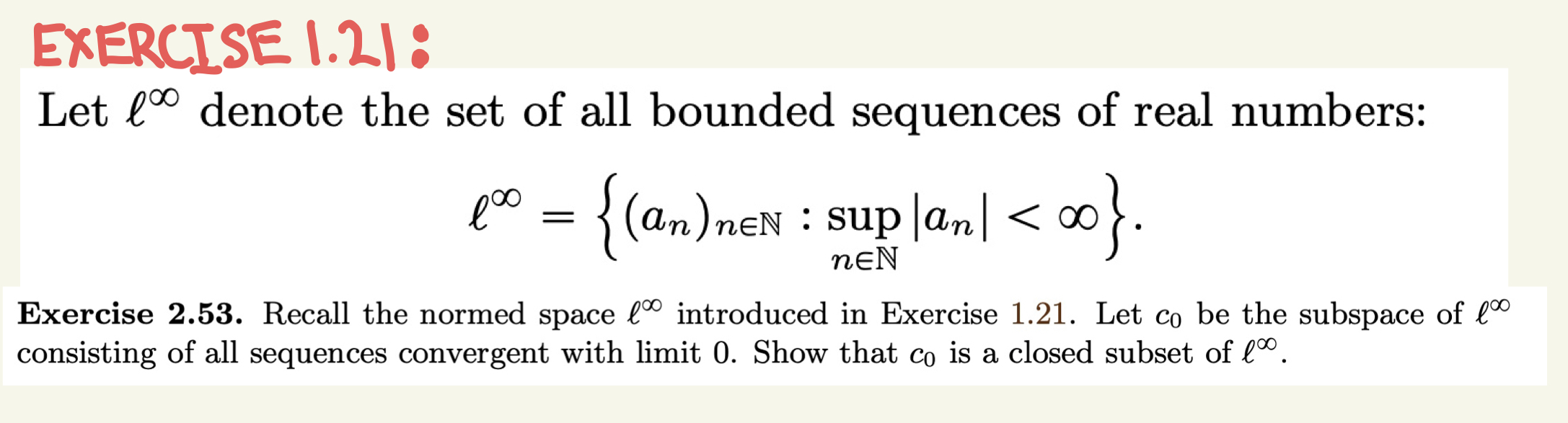 Solved Let ℓ∞ denote the set of all bounded sequences of | Chegg.com