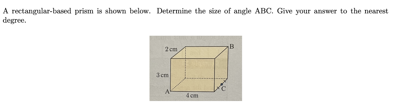 Solved A rectangular-based prism is shown below. Determine | Chegg.com
