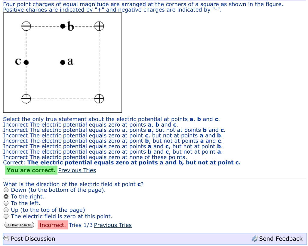 Solved Four point charges of equal magnitude are arranged at | Chegg.com