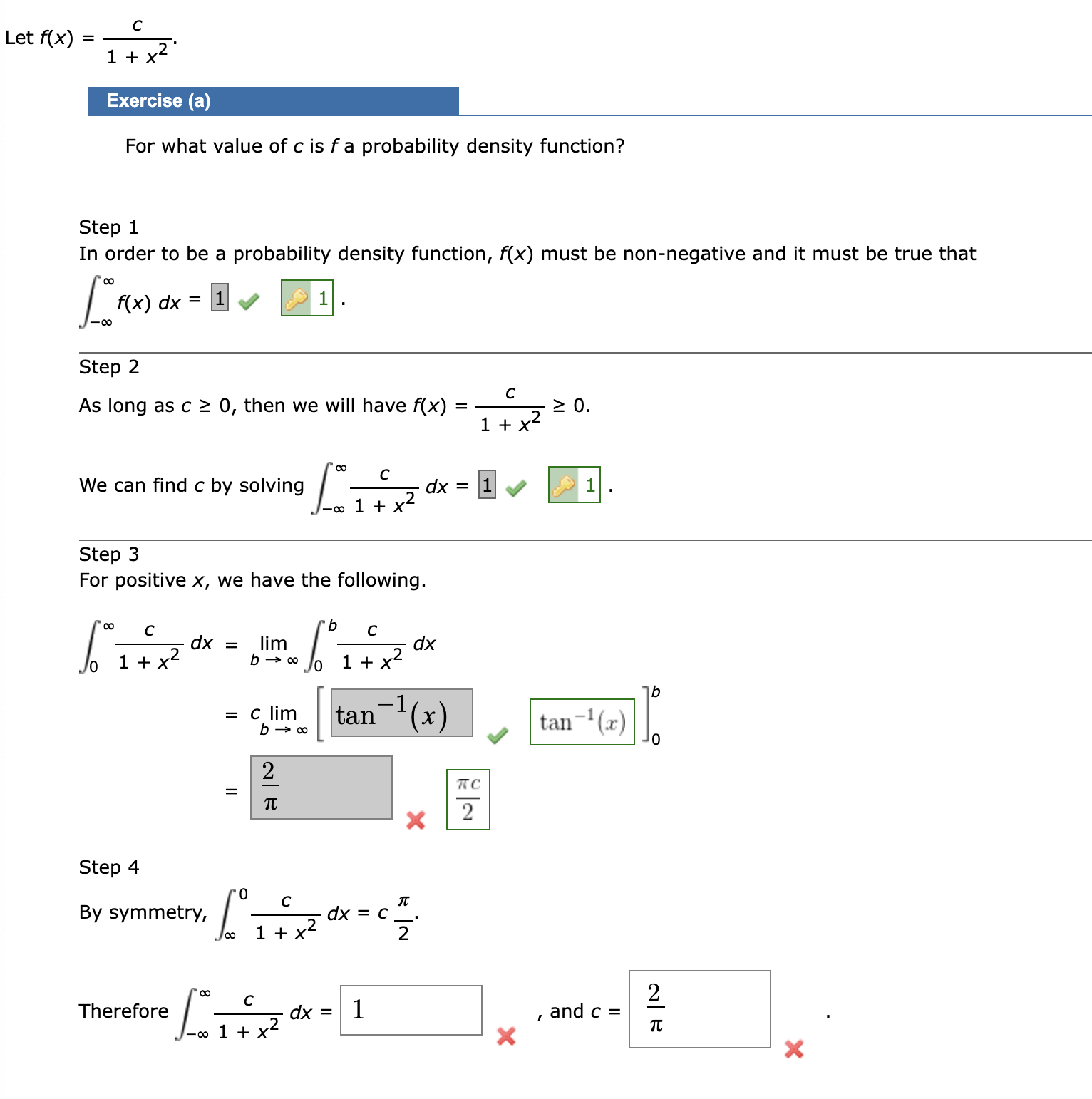 Solved Let f(x)=c1+x2Exercise (a)For what value of c ﻿is f | Chegg.com