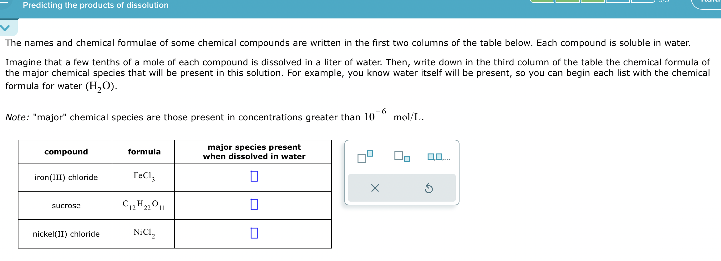 The names and chemical formulae of some chemical | Chegg.com