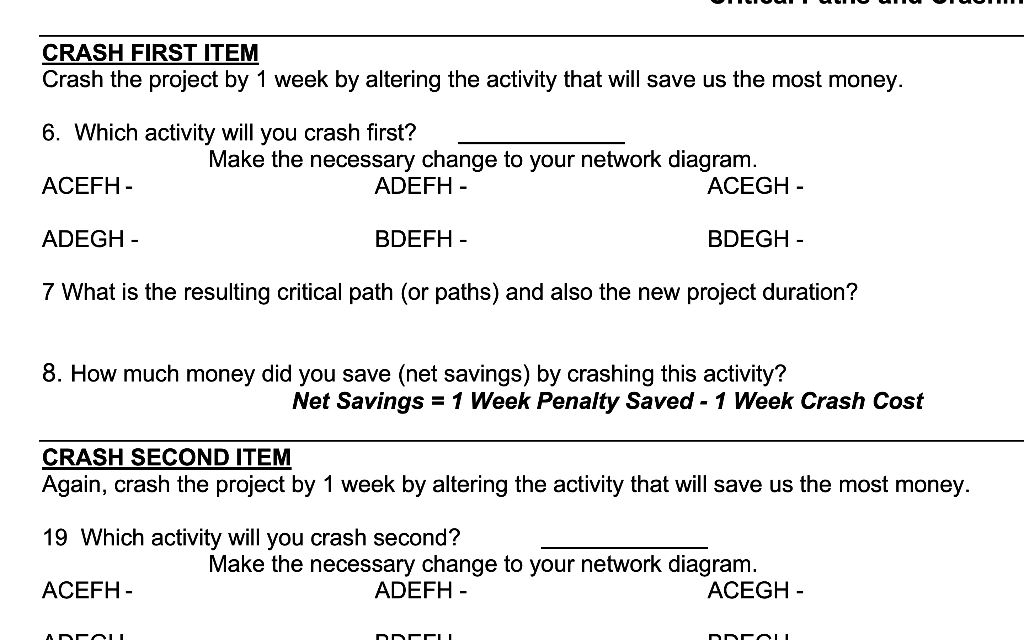 Solved PROJECT MANAGEMENT - Critical Paths and Crashing You | Chegg.com