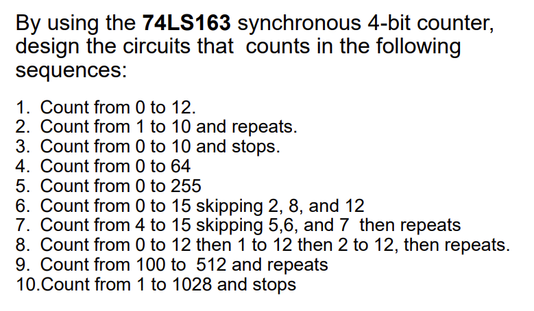 Solved By using the 74LS163 synchronous 4-bit counter, | Chegg.com