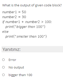 Solved What is the output of given code block? number1 = 50 | Chegg.com