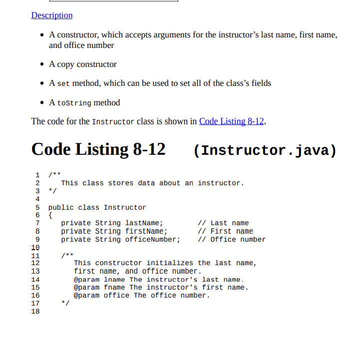 Solved Description • A constructor, which accepts arguments | Chegg.com