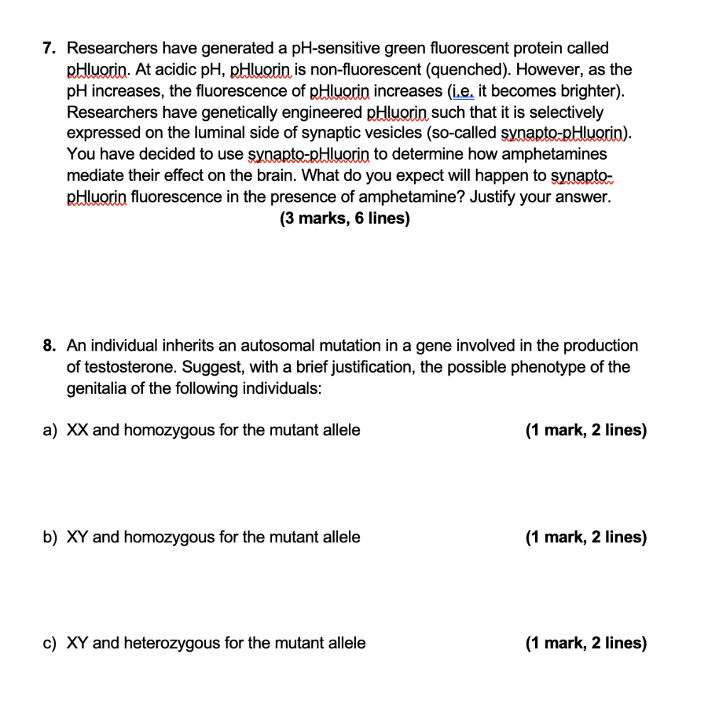 7. Researchers have generated a pH-sensitive green | Chegg.com