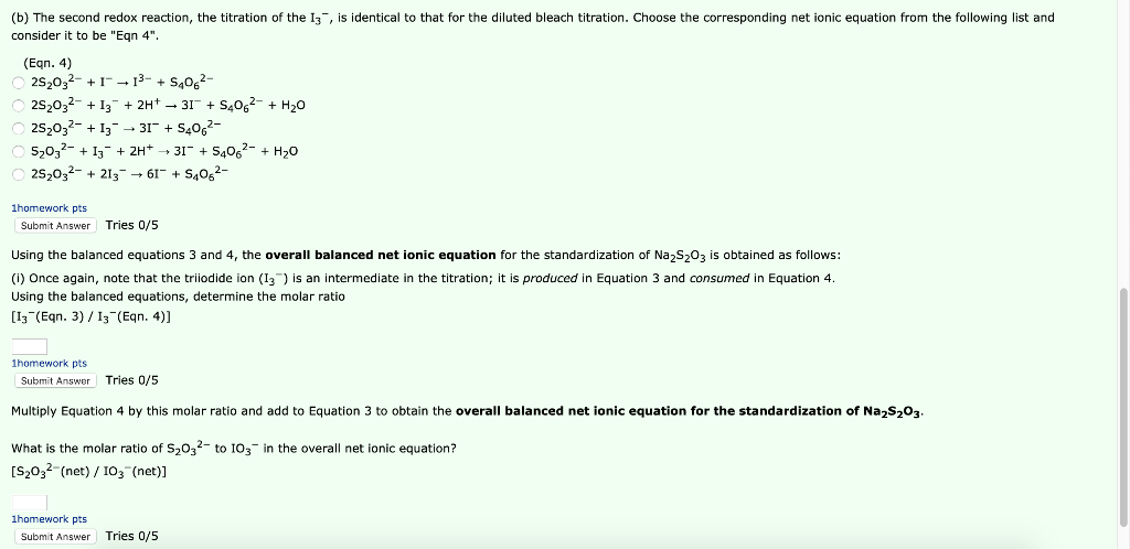 Solved Extra Practice with Redox Titrations: Stoichiometry | Chegg.com
