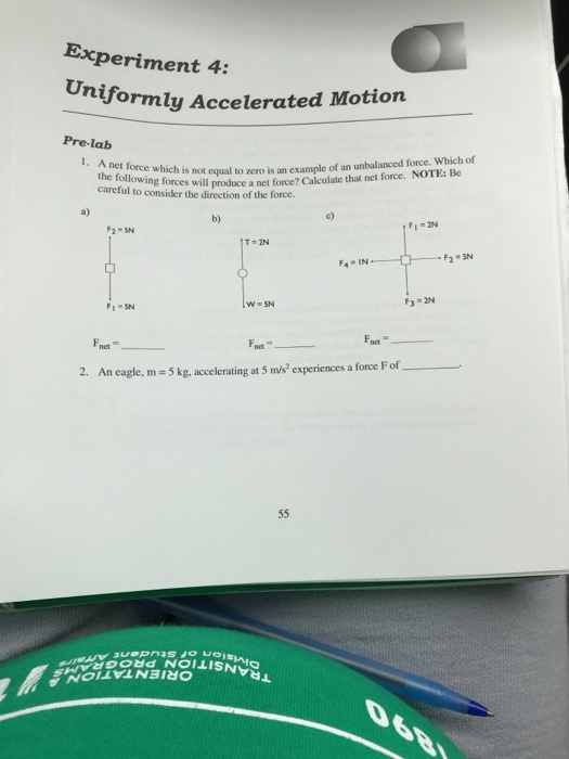 Solved Experiment 4: niformly Accelerated Motion Pre-lab | Chegg.com