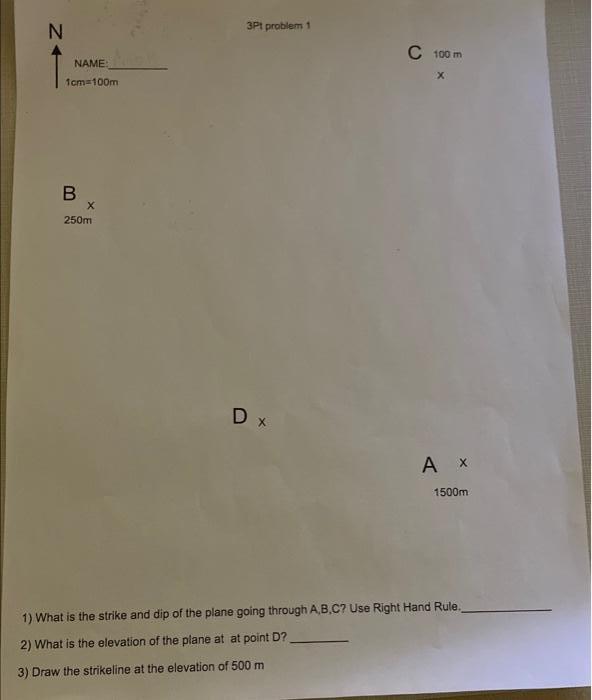 Solved 1) What is the strike and dip of the plane going | Chegg.com
