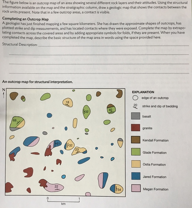 Solved The figure below is an outcrop map of an area showing | Chegg.com