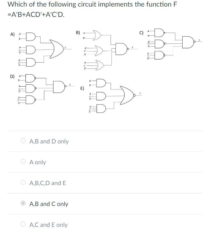 Solved Which of the following circuit implements the | Chegg.com