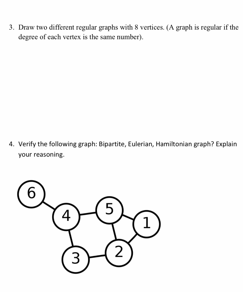 Solved 3. Draw two different regular graphs with 8 vertices. | Chegg.com
