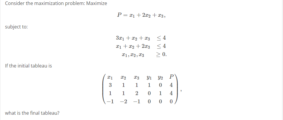Solved Consider the maximization problem: | Chegg.com