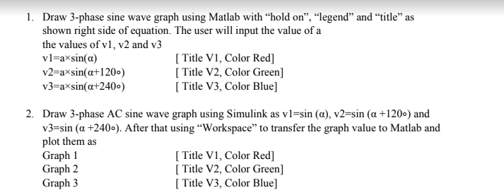 Solved 1. Draw 3-phase sine wave graph using Matlab with | Chegg.com