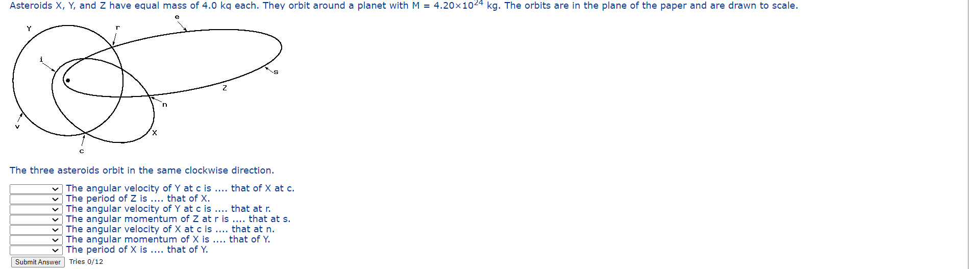 Solved The Three Asteroids Orbit In The Same Clockwise