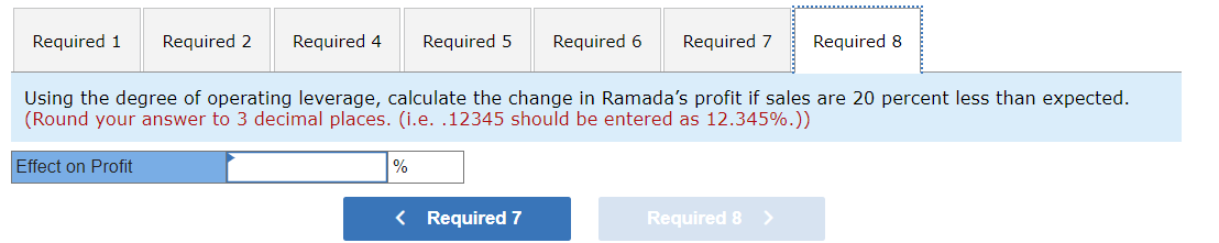 Solved please help with parts 1-8 thank you! Ramada Company | Chegg.com