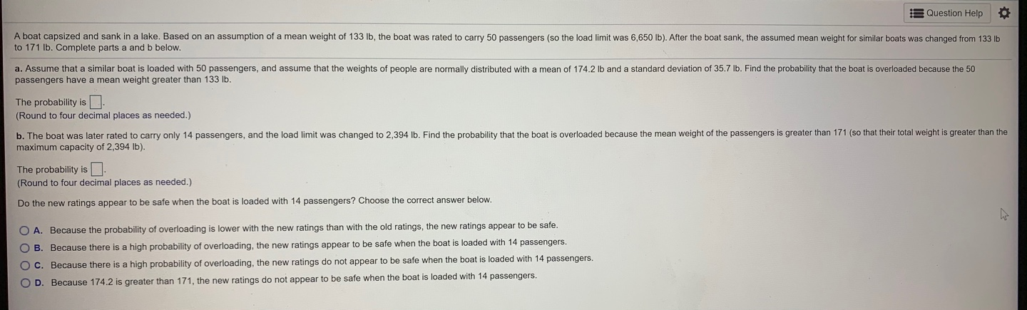 Solved BQuestion Help A boat capsized and sank in a lake. | Chegg.com