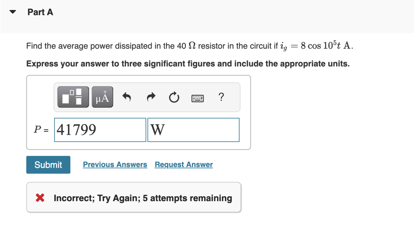 Solved Find the average power dissipated in the \\( 40 | Chegg.com