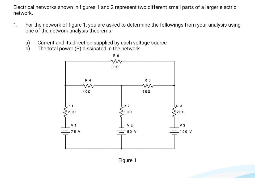 Solved Electrical networks shown in figures 1 and 2 | Chegg.com