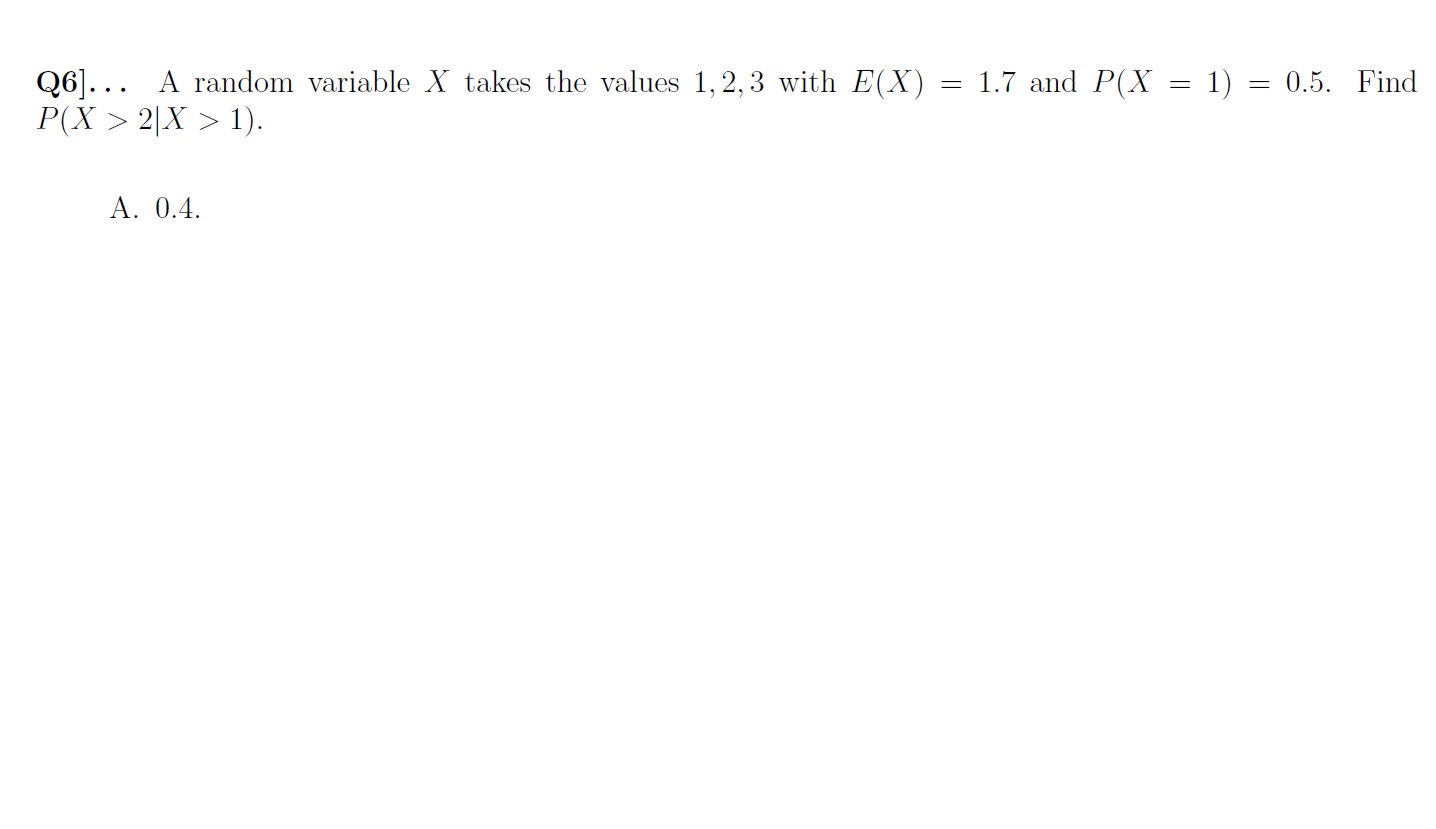 Solved Q6]... A random variable X takes the values 1, 2, 3 | Chegg.com