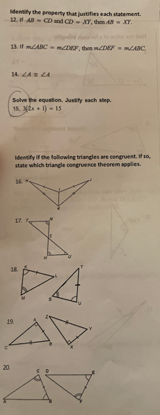 Solved Identify the property that justifies each statement. | Chegg.com