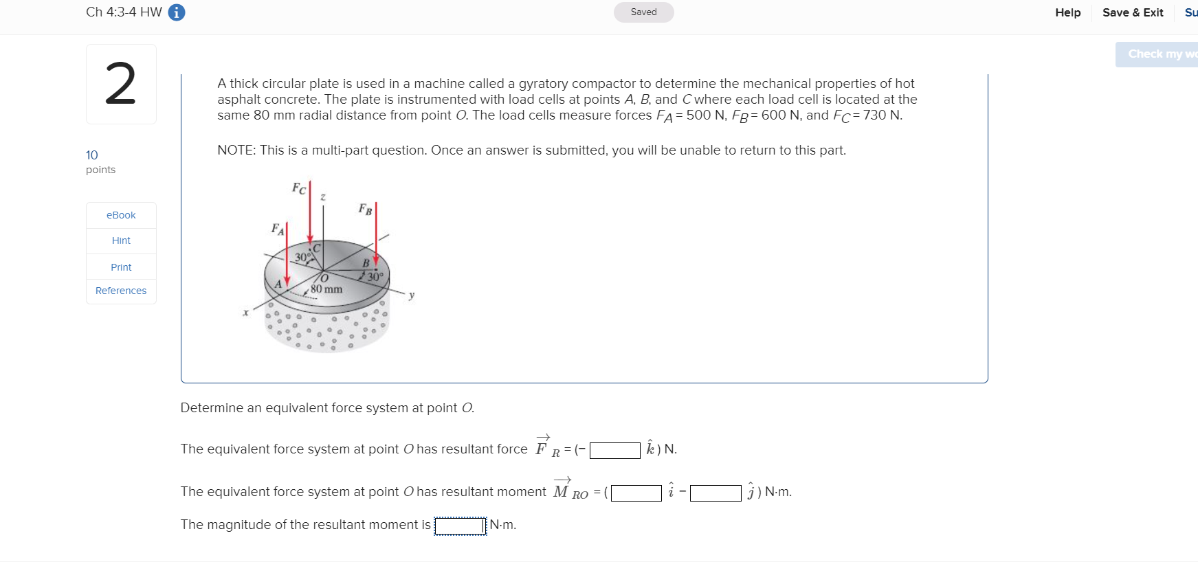 Solved Ch 4:3-4 HW Saved Help Save & Exit Su Check my wc 2 A | Chegg.com