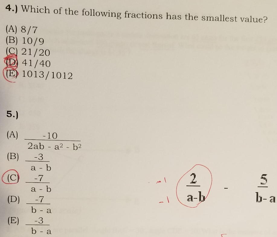 Solved 4.) Which of the following fractions has the smallest | Chegg.com