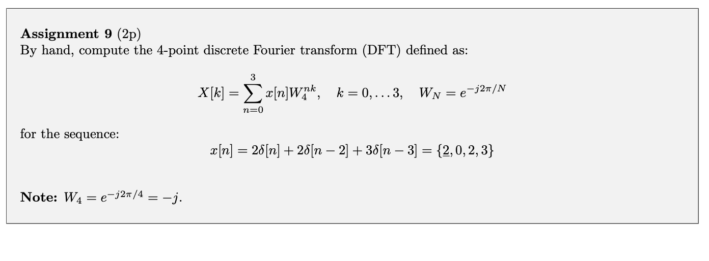 Solved Assignment 9(2p) By hand, compute the 4-point | Chegg.com