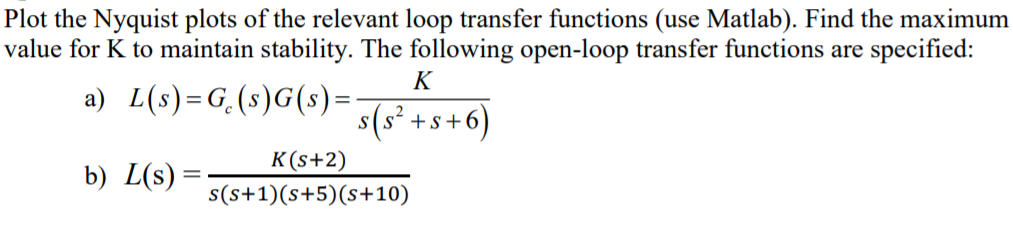 Solved Plot the Nyquist plots of the relevant loop transfer | Chegg.com