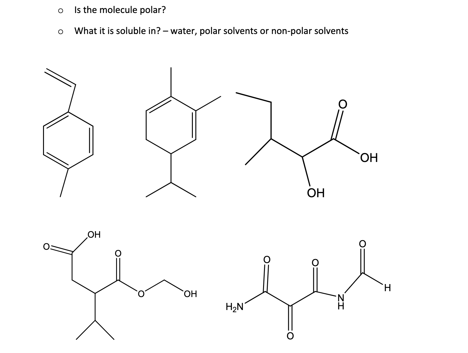 - Is the molecule polar? - What it is soluble in? - | Chegg.com