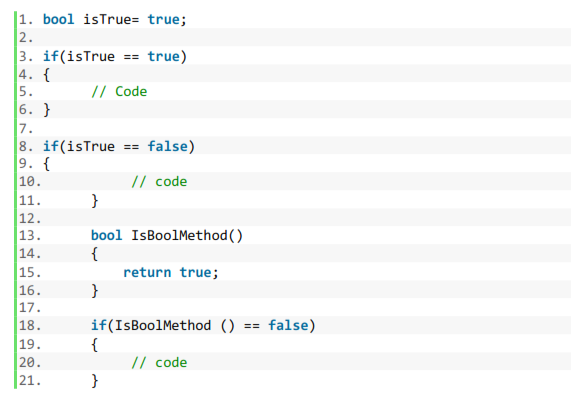 Solved 1. bool isTrue= true; 2. 3. if(isTrue == true) 4. { | Chegg.com