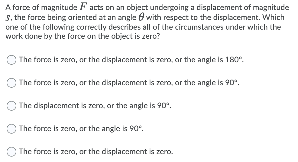 Solved A force of magnitude F acts on an object undergoing a | Chegg.com