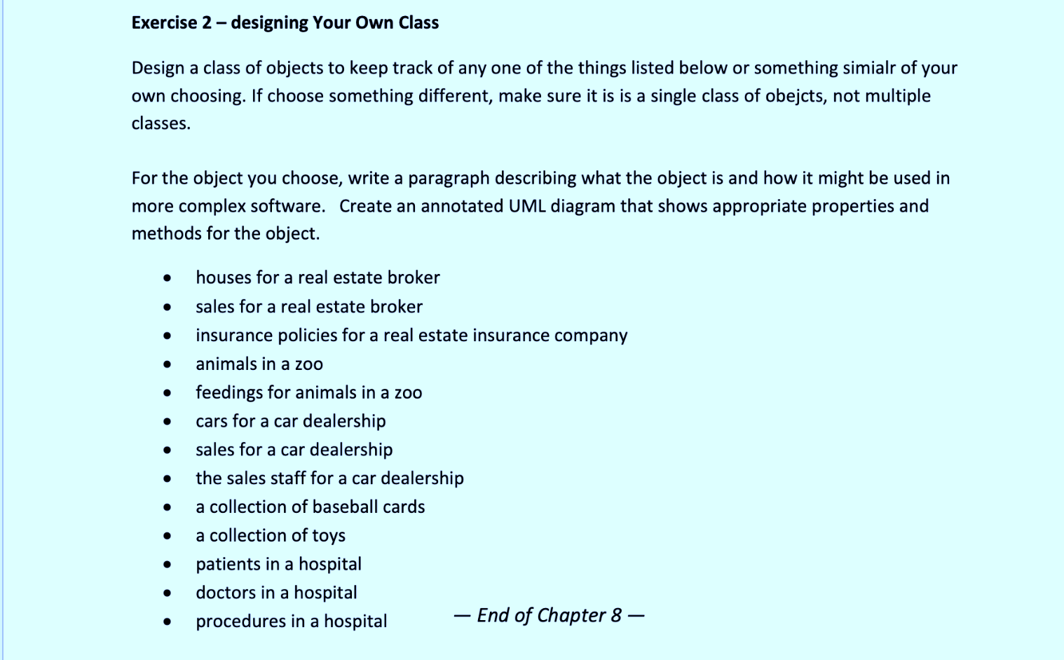 Solved Exercise 1-A UML diagram for a Bank Account Class In | Chegg.com